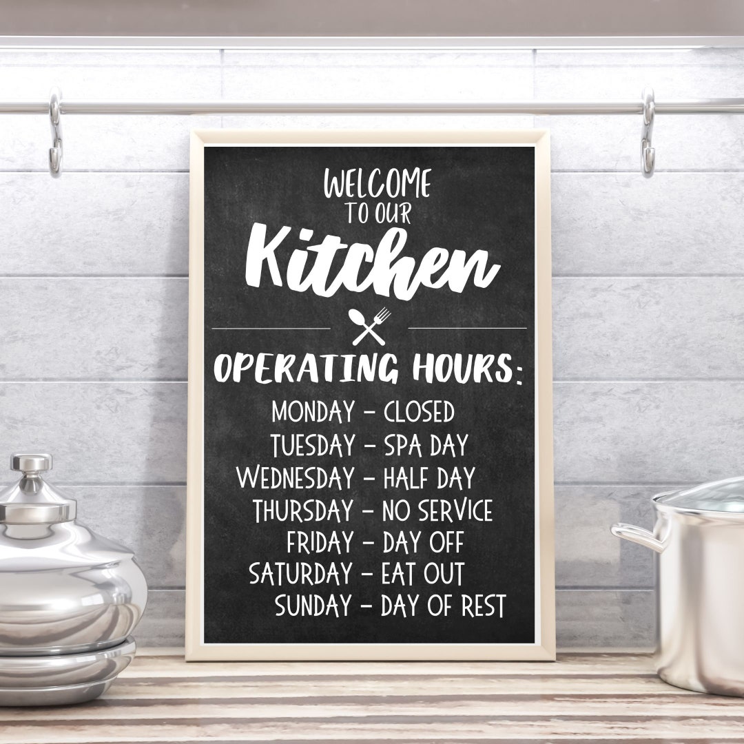 Kitchen Hours Chalkboard Print: Farmhouse Kitchen Decor (digital ...