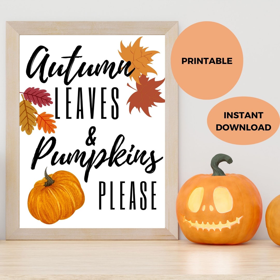 Fall Pumpkin Printable Wall Art Art,fall Season Home Decor, Fall ...