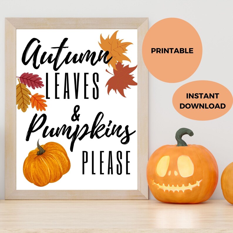 Fall Pumpkin Printable Wall Art Art,fall Season Home Decor, Fall ...
