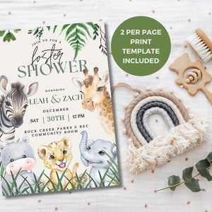 Editable Foster Shower Invitation Template: Safari Animals (canva ...