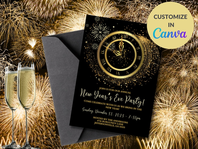 Editable New Years Eve Party Invitation Flyer Template, New Year’s ...