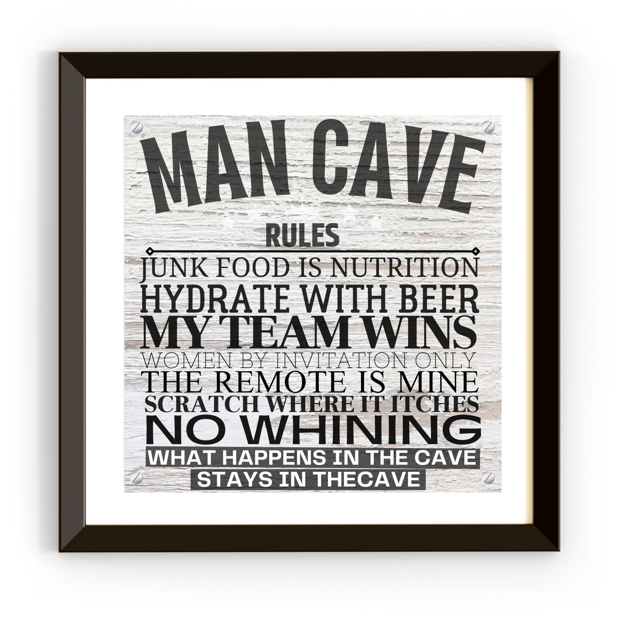 MAN CAVE RULES Printable Art painted Wood, Funny Man Cave Signs, Printable Man Cave, Man Cave ...