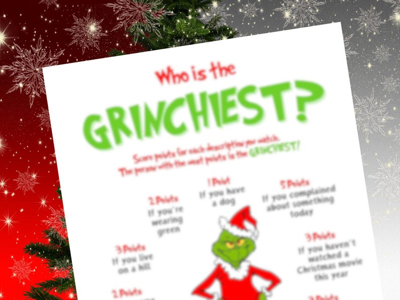 Grinch Christmas Party Game Bundle: Printable Holiday Games (digital ...