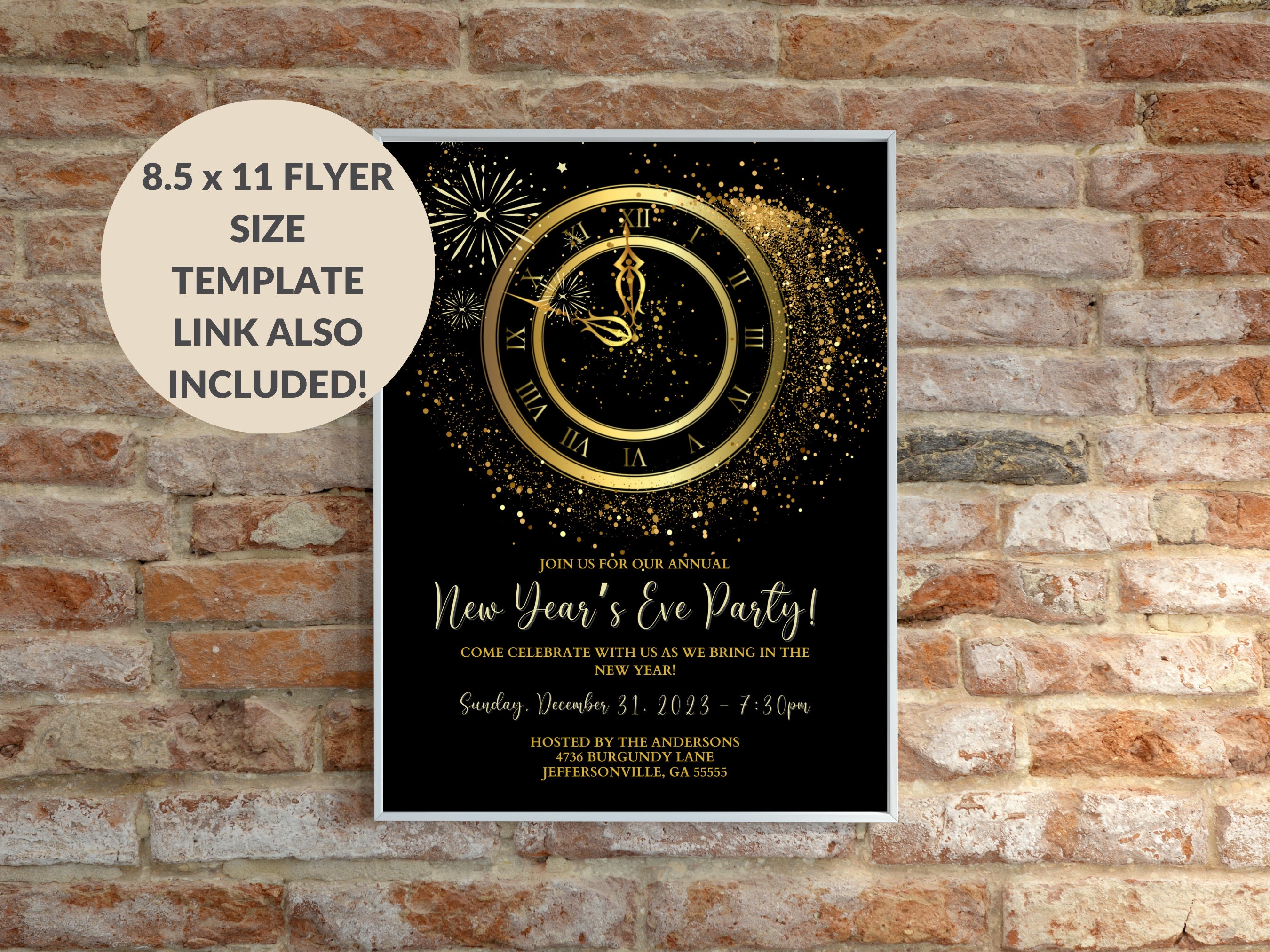 Editable New Years Eve Party Invitation Flyer Template, New Year’s ...