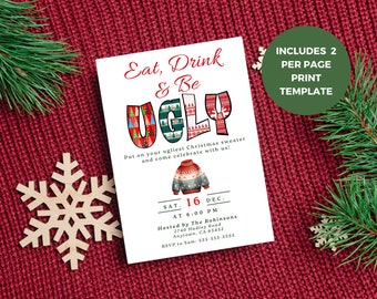 Ugly Sweater Party Invitation, Ugly Christmas Sweater Invitation, Ugly ...