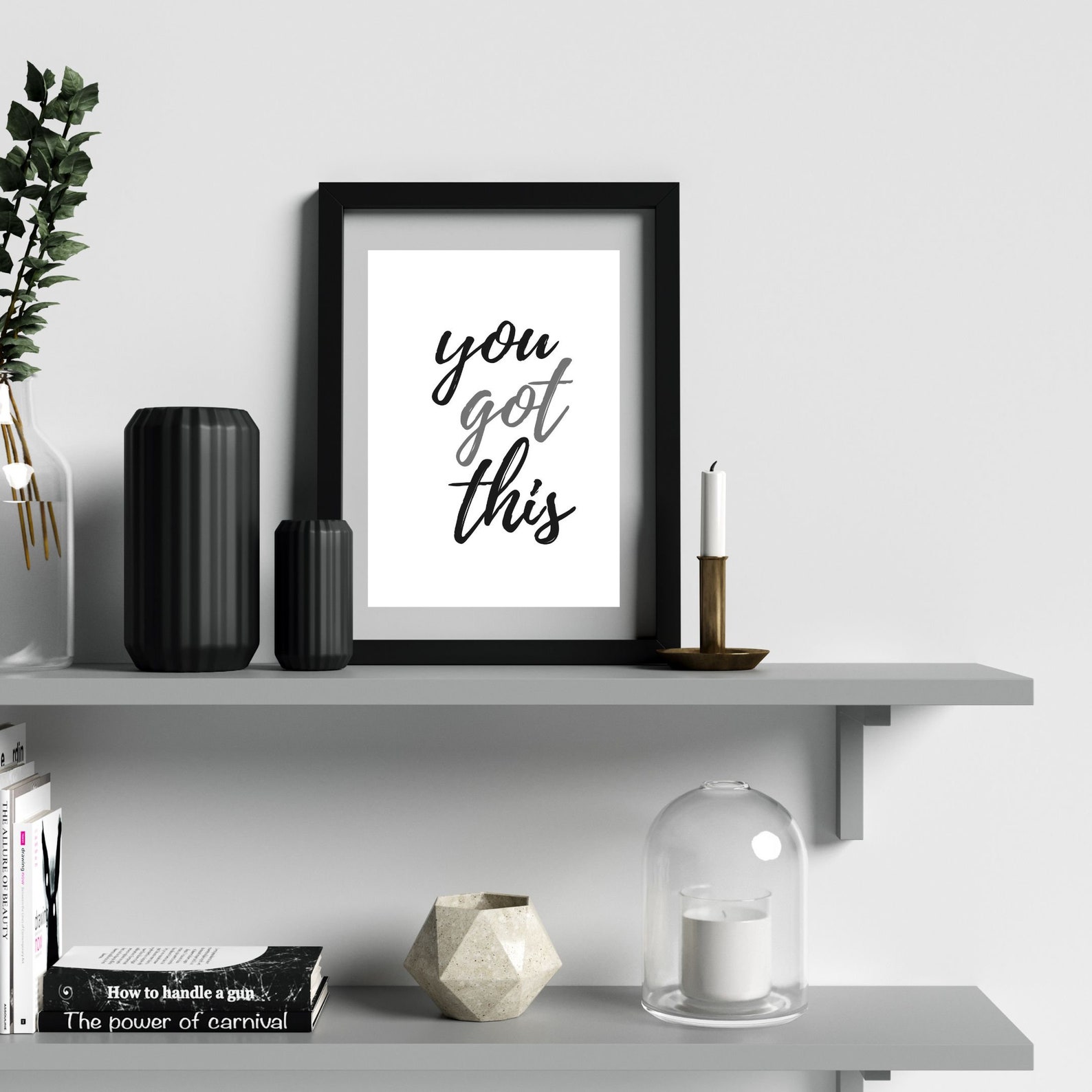 Inspirational Quote Art Prints: Black and Gray Motivational Gallery Set ...