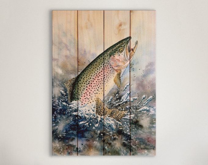 Rainbow Trout / Art Print on Wood / Wood Wall Art / Pallet Wall Art ...