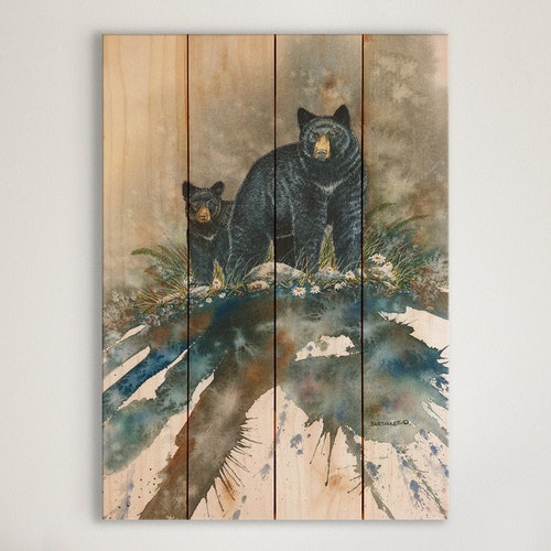 Bears / Art Print on Wood / Wood Wall Art / Pallet Wall Art / - Etsy