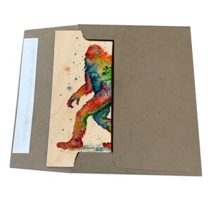 Colorful Rainbow Sasquatch Wood Card - Unique Bigfoot Art (blank Back ...