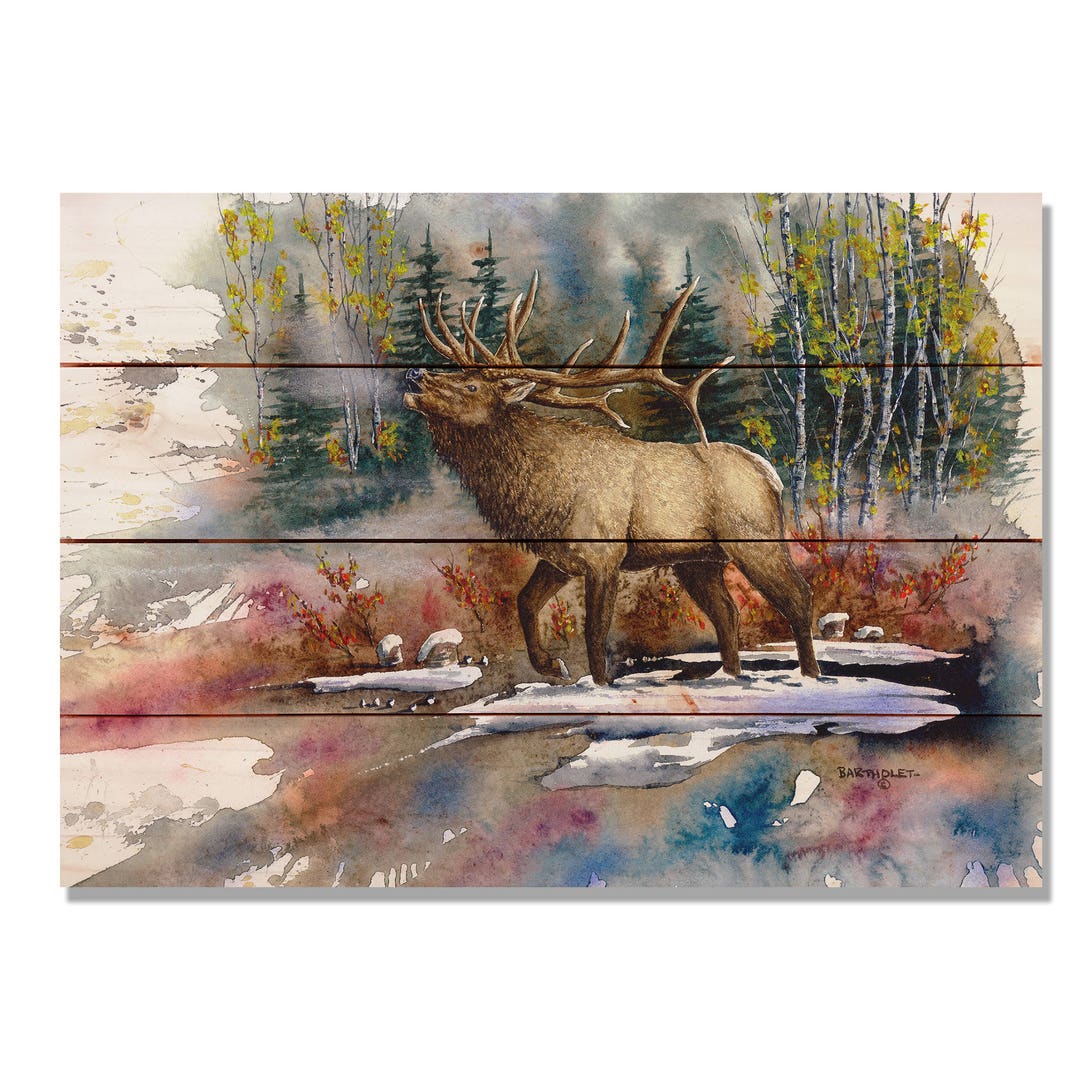 Elk Print / Wood Pallet Wall Art / Rustic Home Decor / Elk Painting ...