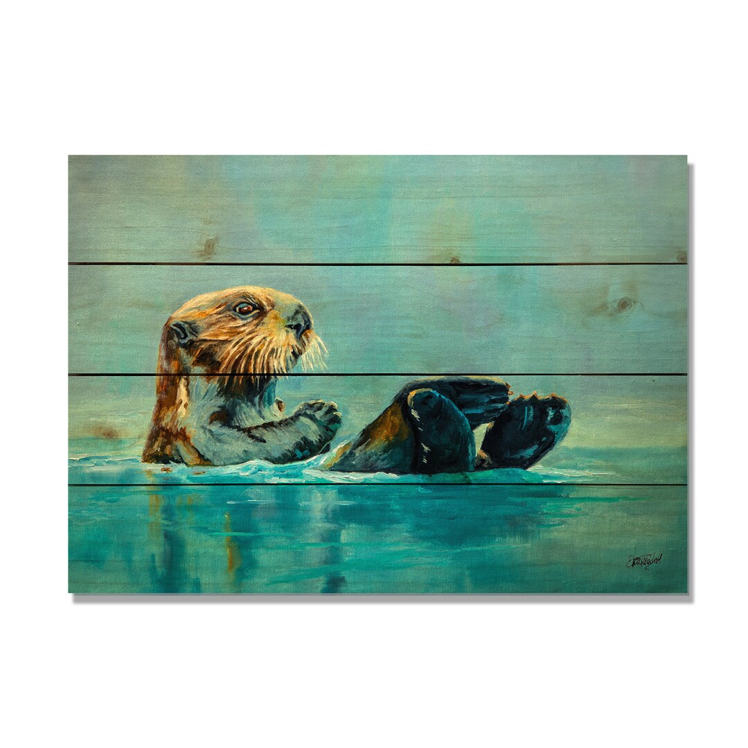 Sea Otter in Ocean Wood Painting Print - Wall Hanging Art Decor - Etsy
