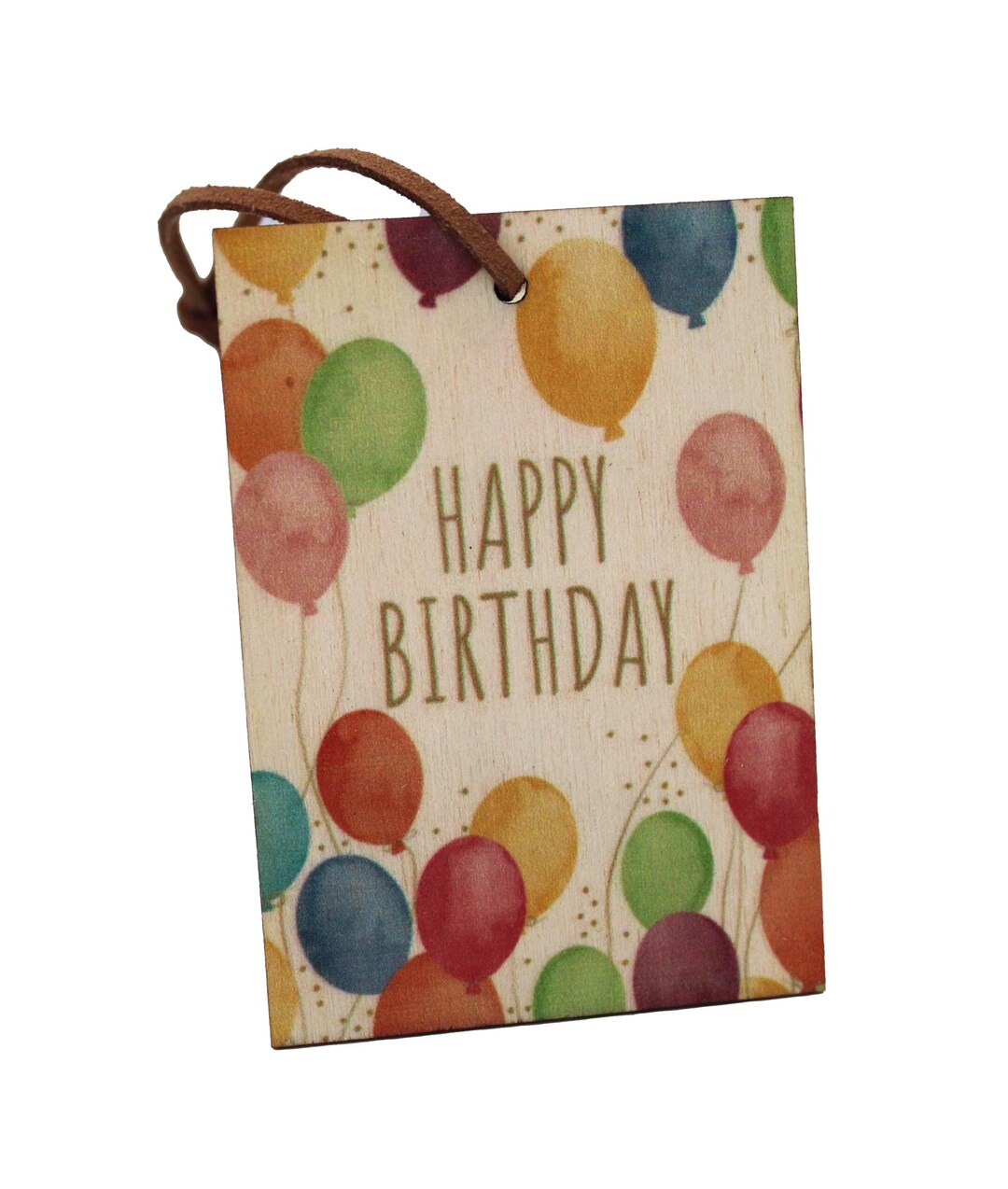 Birthday Gift Tags / 5 Card Set / Balloons / Wood Gift Tags / Leather ...