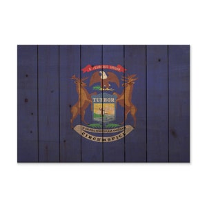 Michigan State Flag on Wood Pallet / Michigan Flag Print / Michigan ...