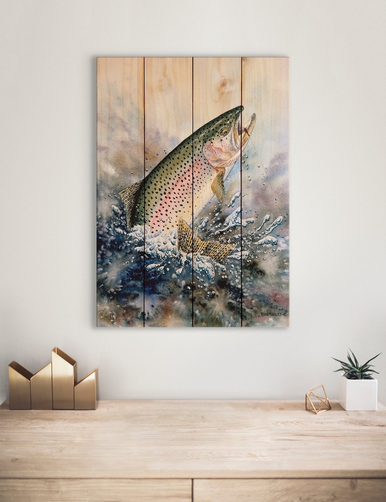 Rainbow Trout / Art Print on Wood / Wood Wall Art / Pallet - Etsy