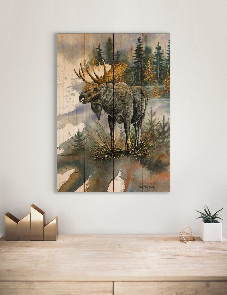 Moose Print / Wood Pallet Wall Art / Rustic Home Decor / Moose Painting ...