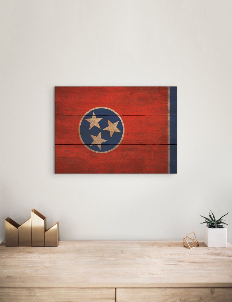 Tennessee State Flag on Wood Pallet / Tennessee Flag Print / | Etsy