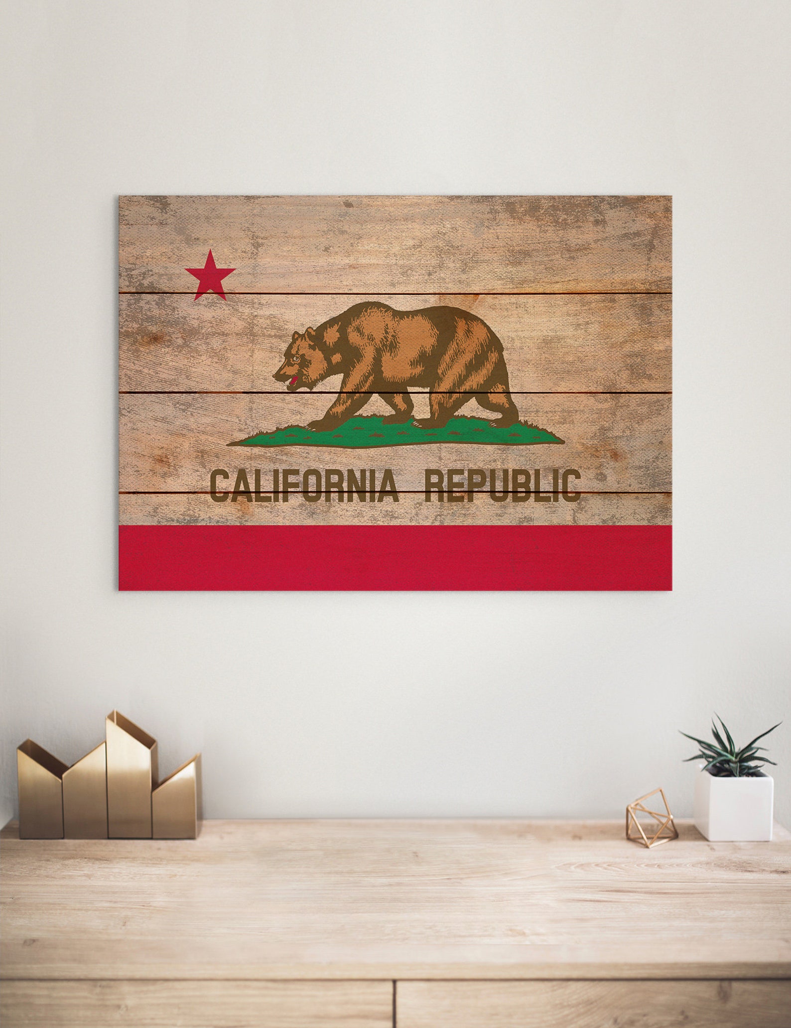 California State Flag on Wood Pallet / California Flag Print / | Etsy