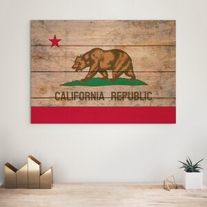 California State Flag on Wood Pallet / California Flag Print ...