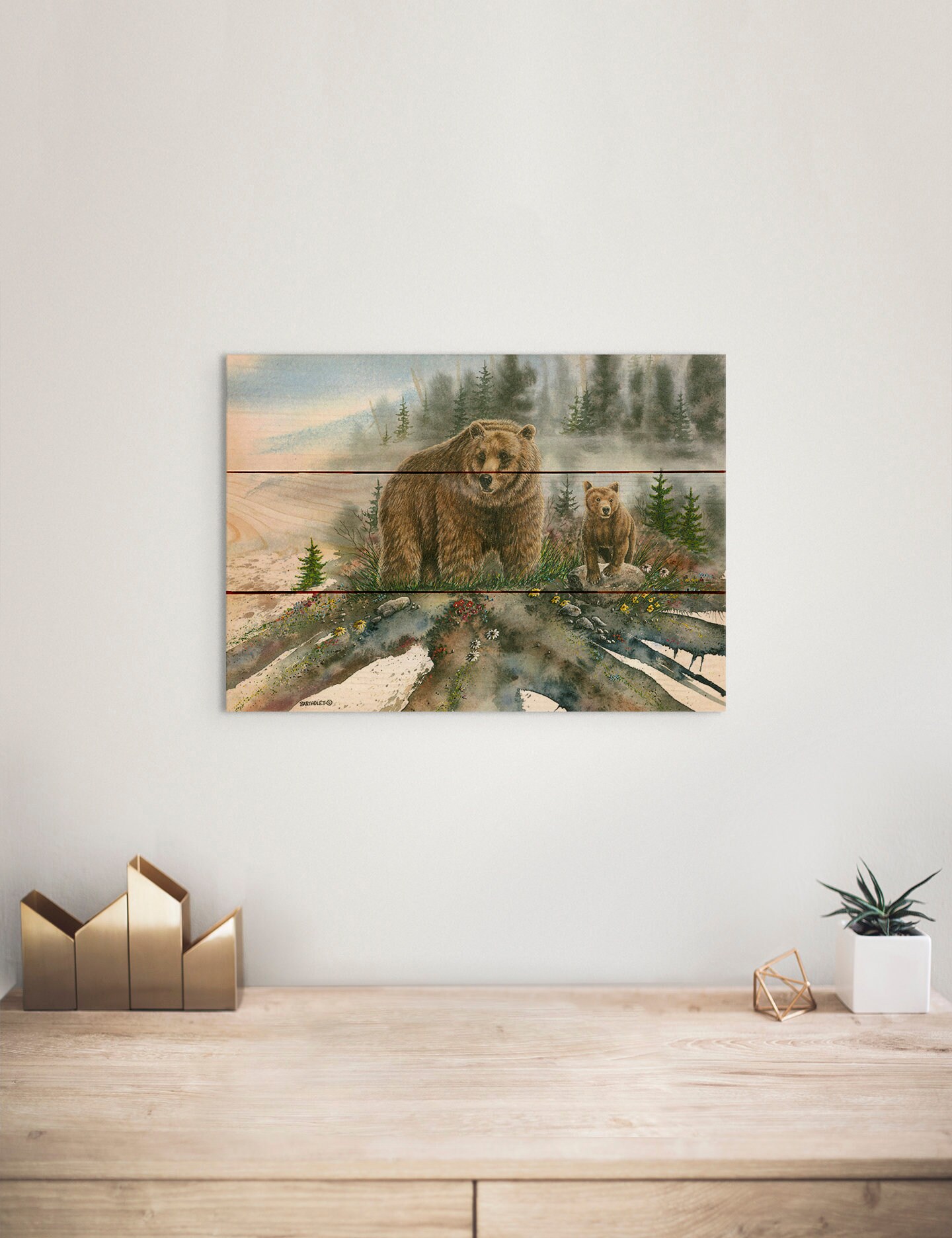 Bears / Art Print On Wood / Wood Wall Art / Pallet Wall Art / | Etsy