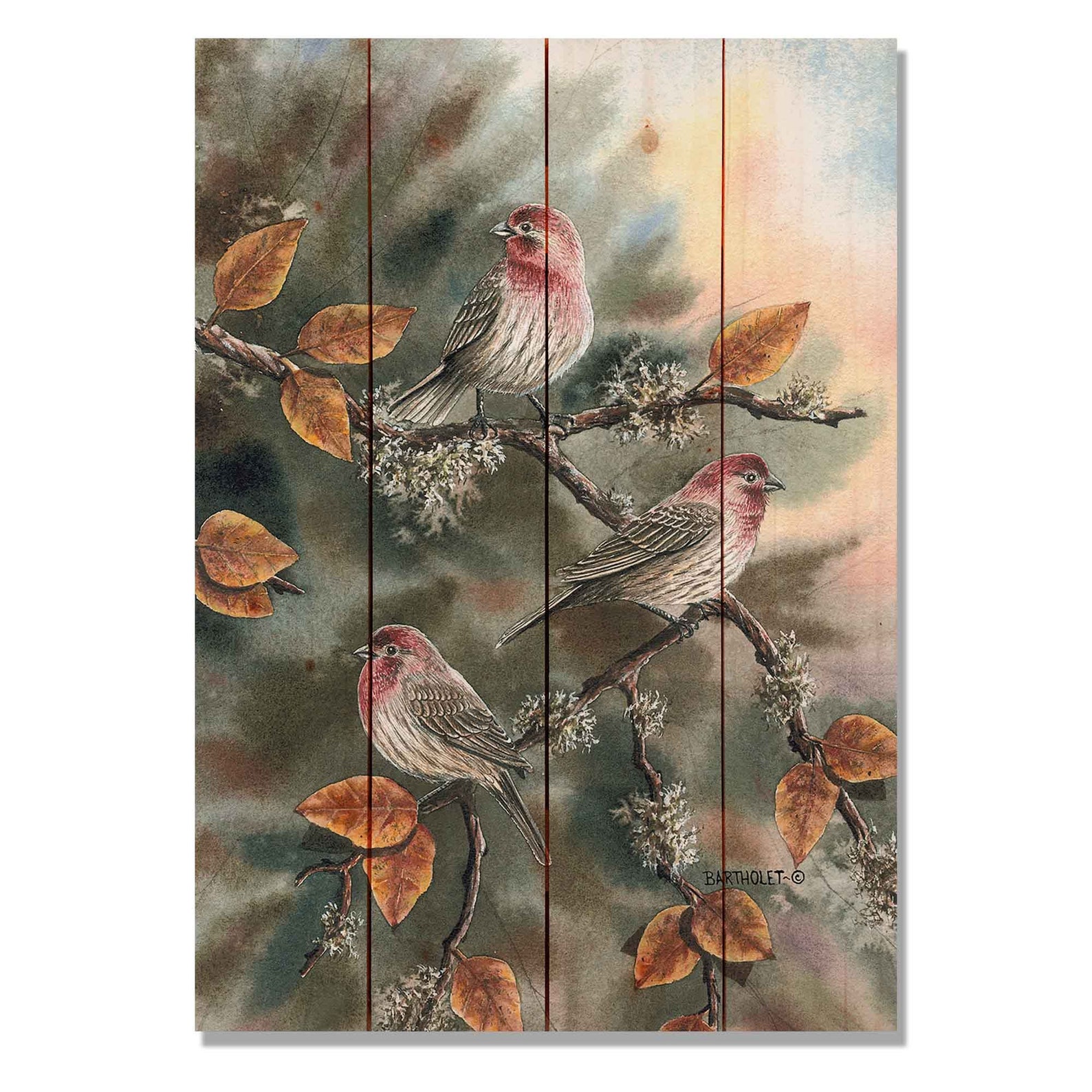 House Finches / Art Print on Wood / Wood Art / Pallet Wall Art - Etsy