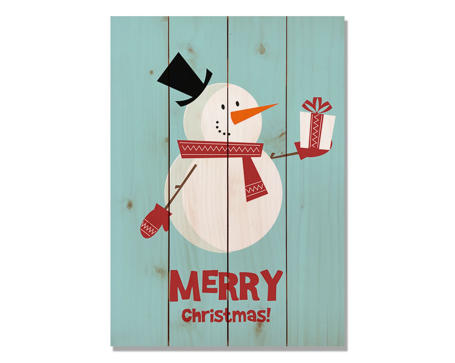 Snowman Christmas Decoration Wood Holiday Sign Blue Merry | Etsy