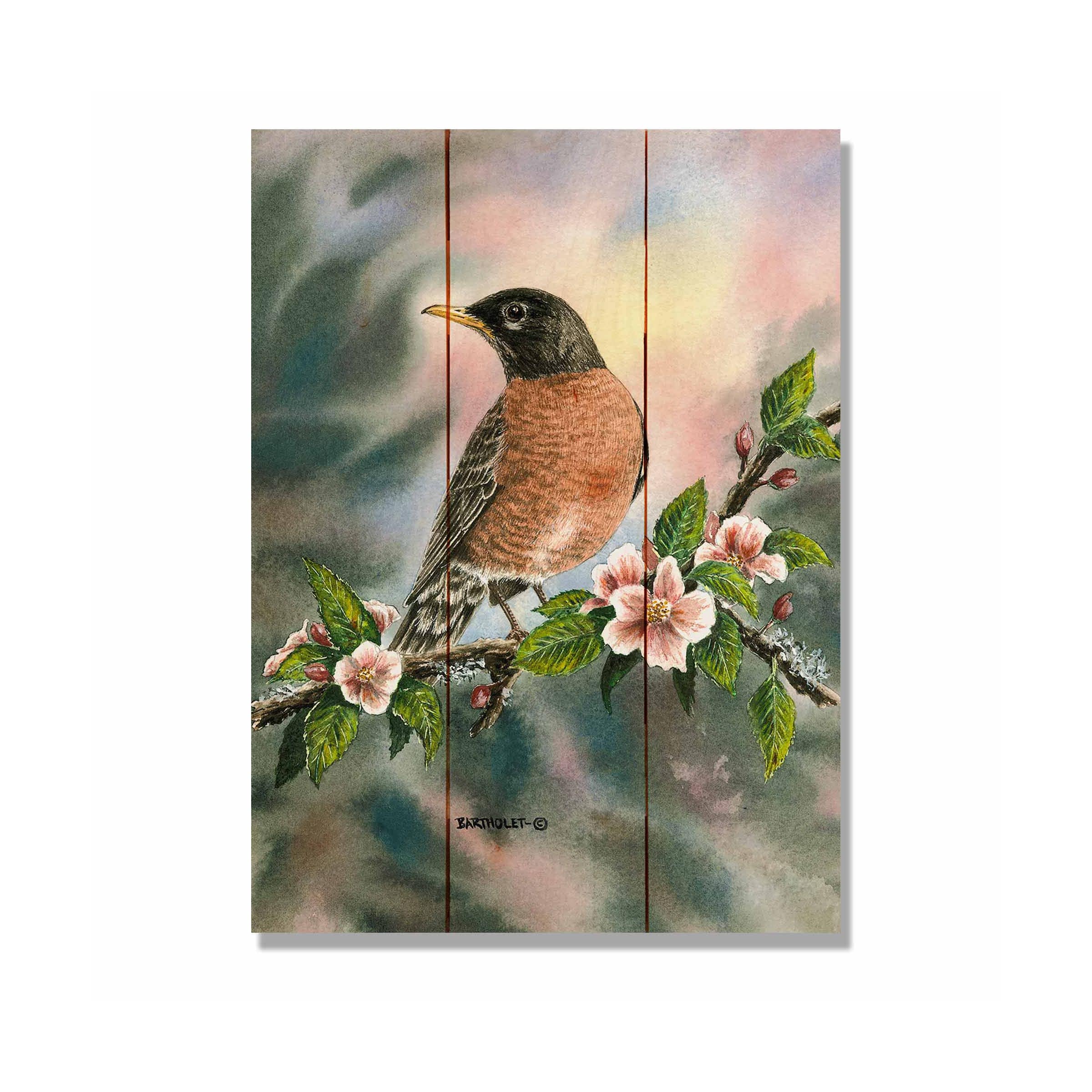 Robin / Art Print On Wood / Wood Wall Art / Pallet Wall Art / | Etsy