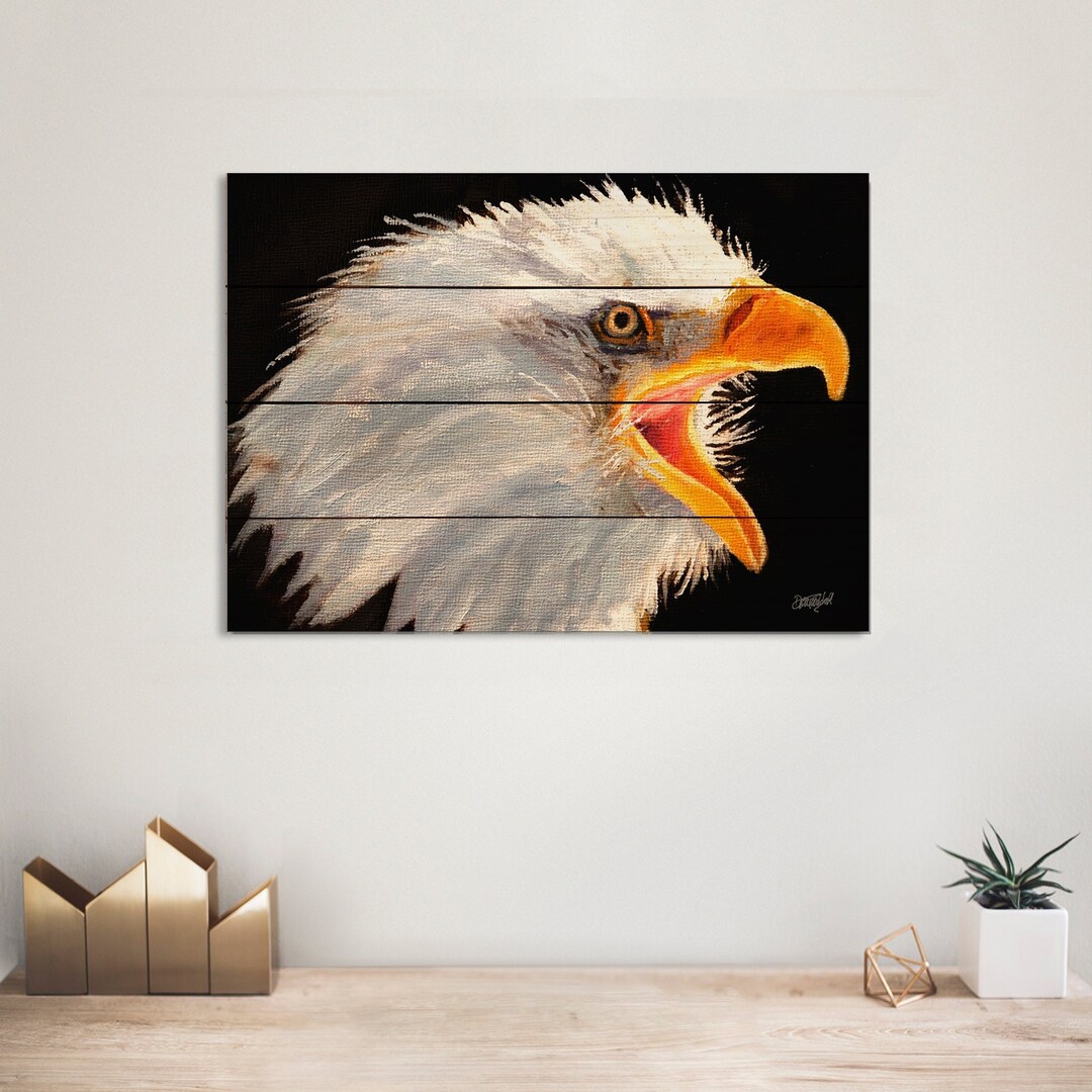 Bald Eagle Portrait Painting - Wood Art Print Wall Decor - Hanging Art ...
