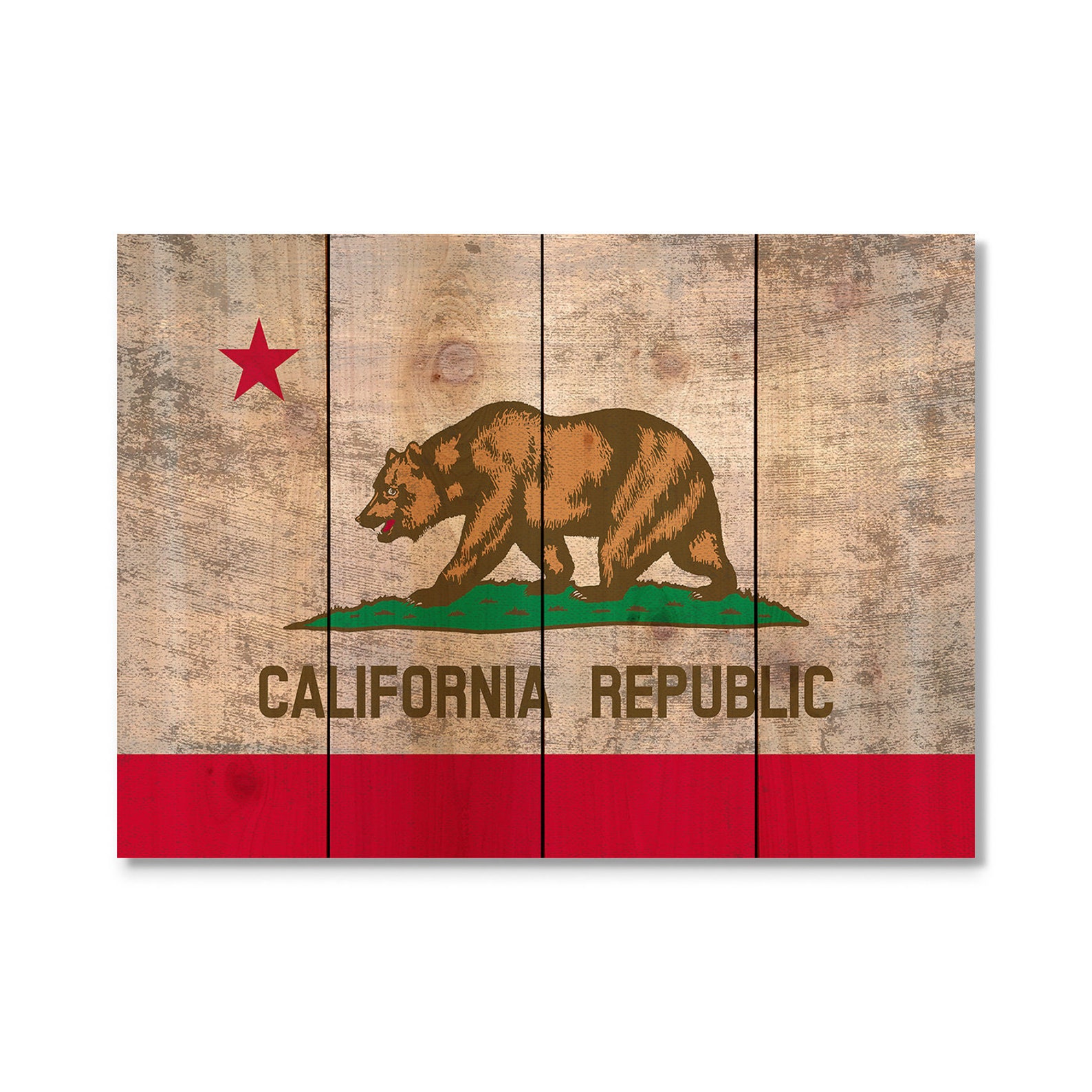 California State Flag on Wood Pallet / California Flag Print / | Etsy