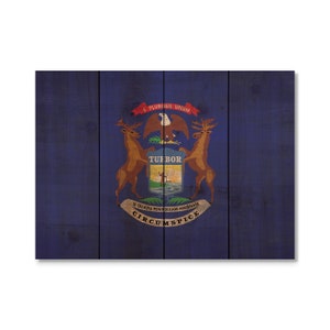 Michigan State Flag on Wood Pallet / Michigan Flag Print / Michigan ...