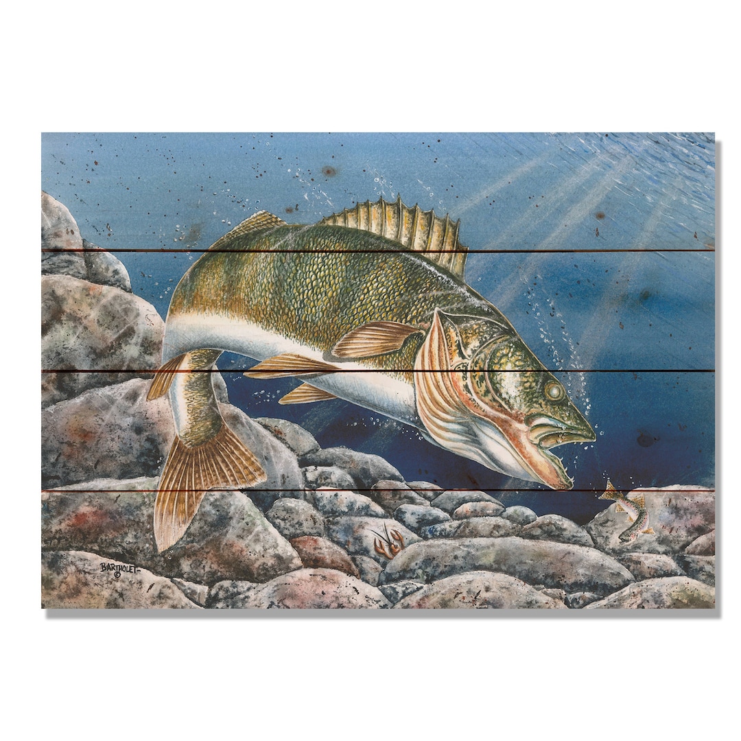 Walleye Print / Wood Pallet Wall Art / Rustic Home Decor / Walleye ...
