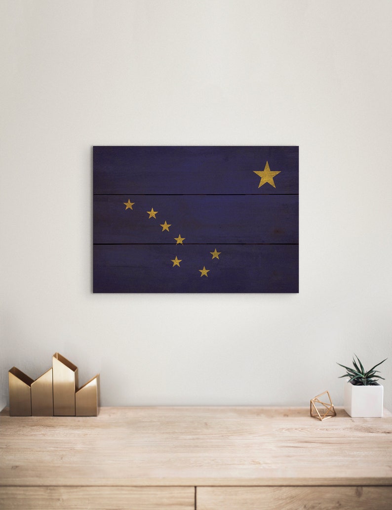 Alaska State Flag on Wood Pallet / Alaska Flag Print / Alaska | Etsy