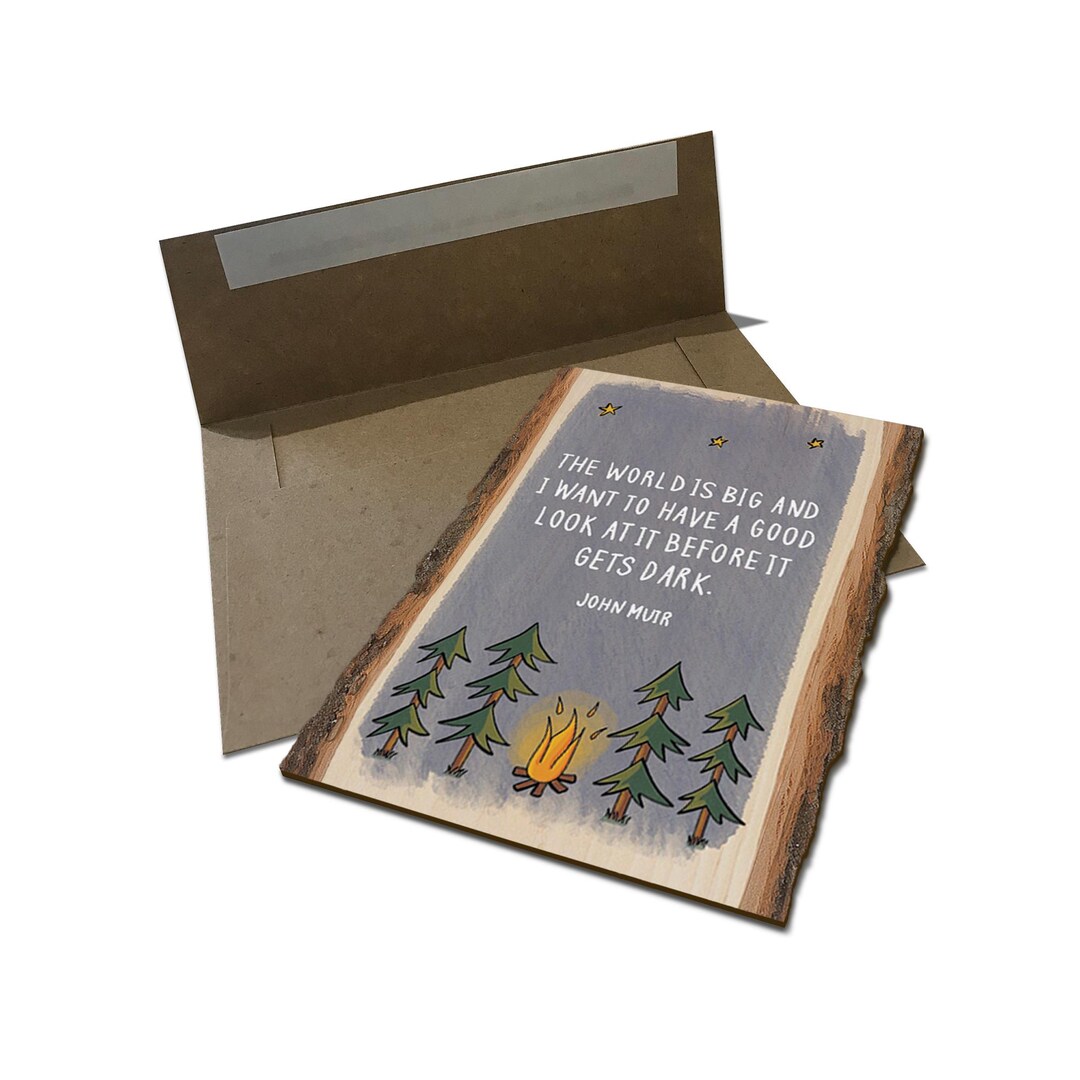 John Muir Nature Quote on Wooden Card With Live Edge - Multipack With ...