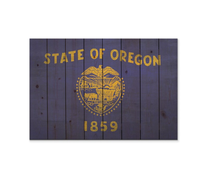 Oregon State Flag on Wood Pallet / Oregon Flag Print / Oregon - Etsy