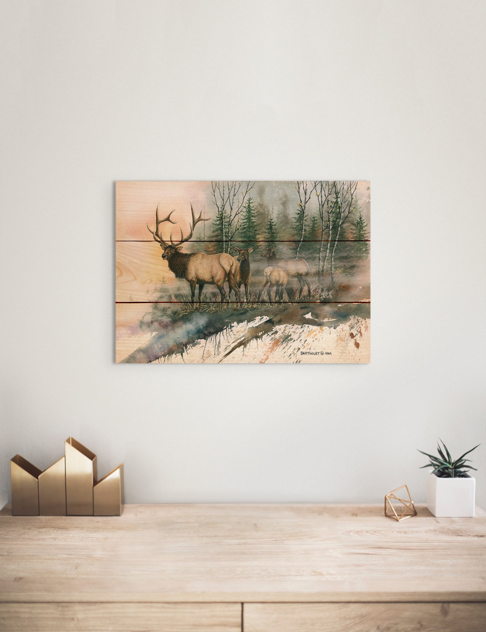 Elk / Art Print on Wood / Wood Wall Art / Pallet Wall Art / | Etsy