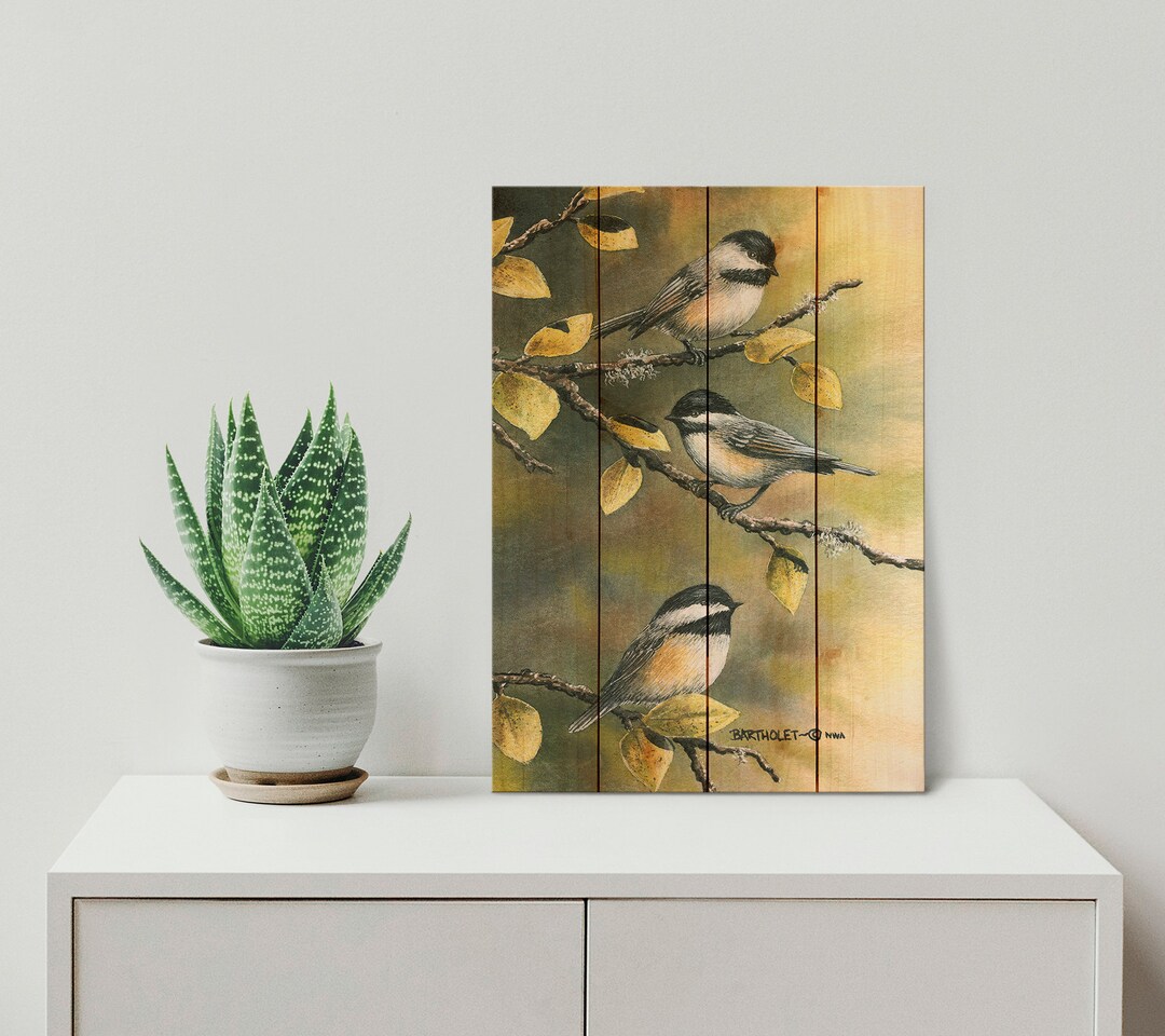 Chickadees / Art Print on Wood / Wood Wall Art / Pallet Wall Art / Home ...