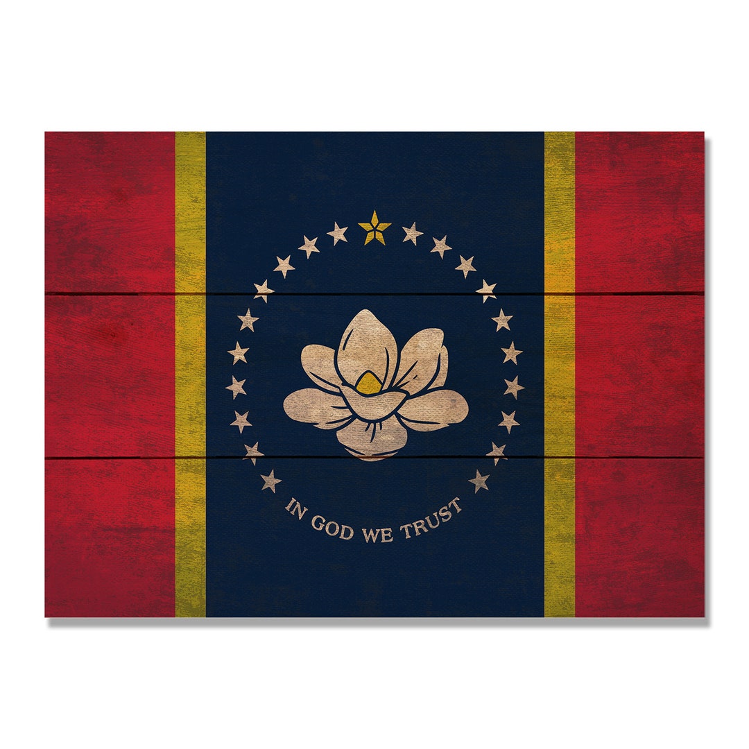 Mississippi State Flag on Wood Pallet / Mississippi Flag Print ...