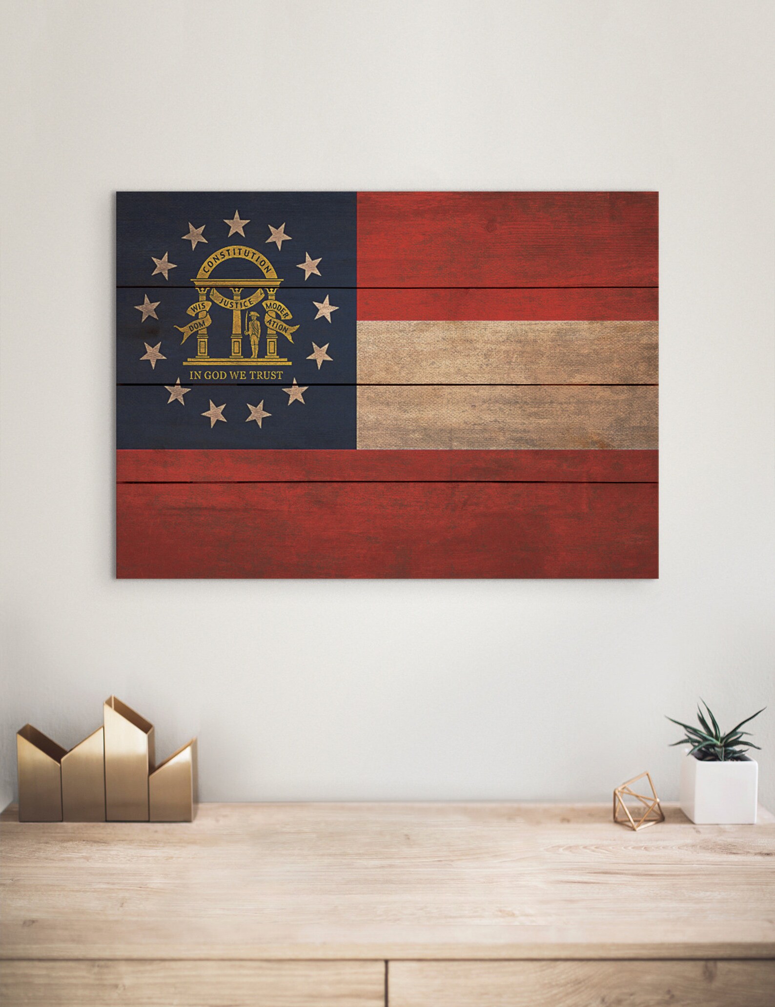 Georgia State Flag on Wood Pallet / Georgia Flag Print / Georgia Wall ...