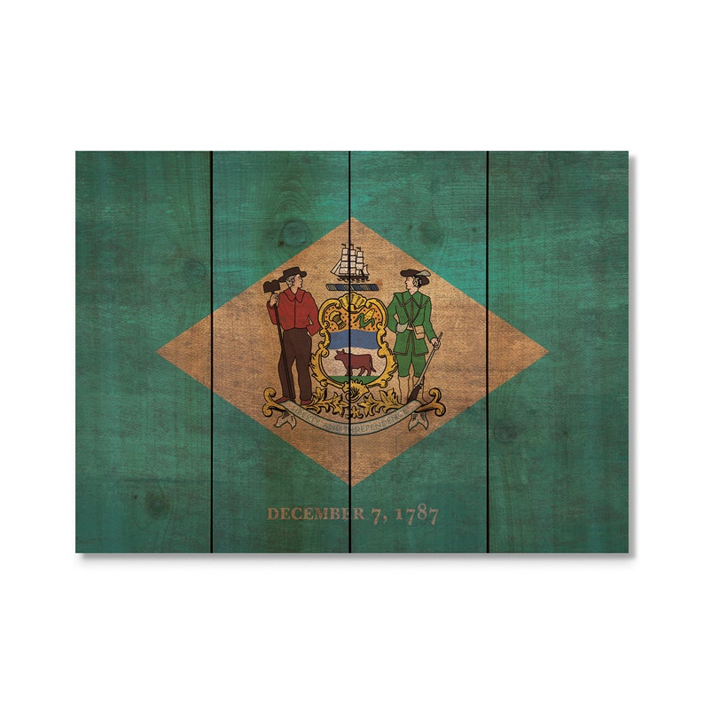 Delaware State Flag on Wood Pallet / Delaware Flag Print / | Etsy