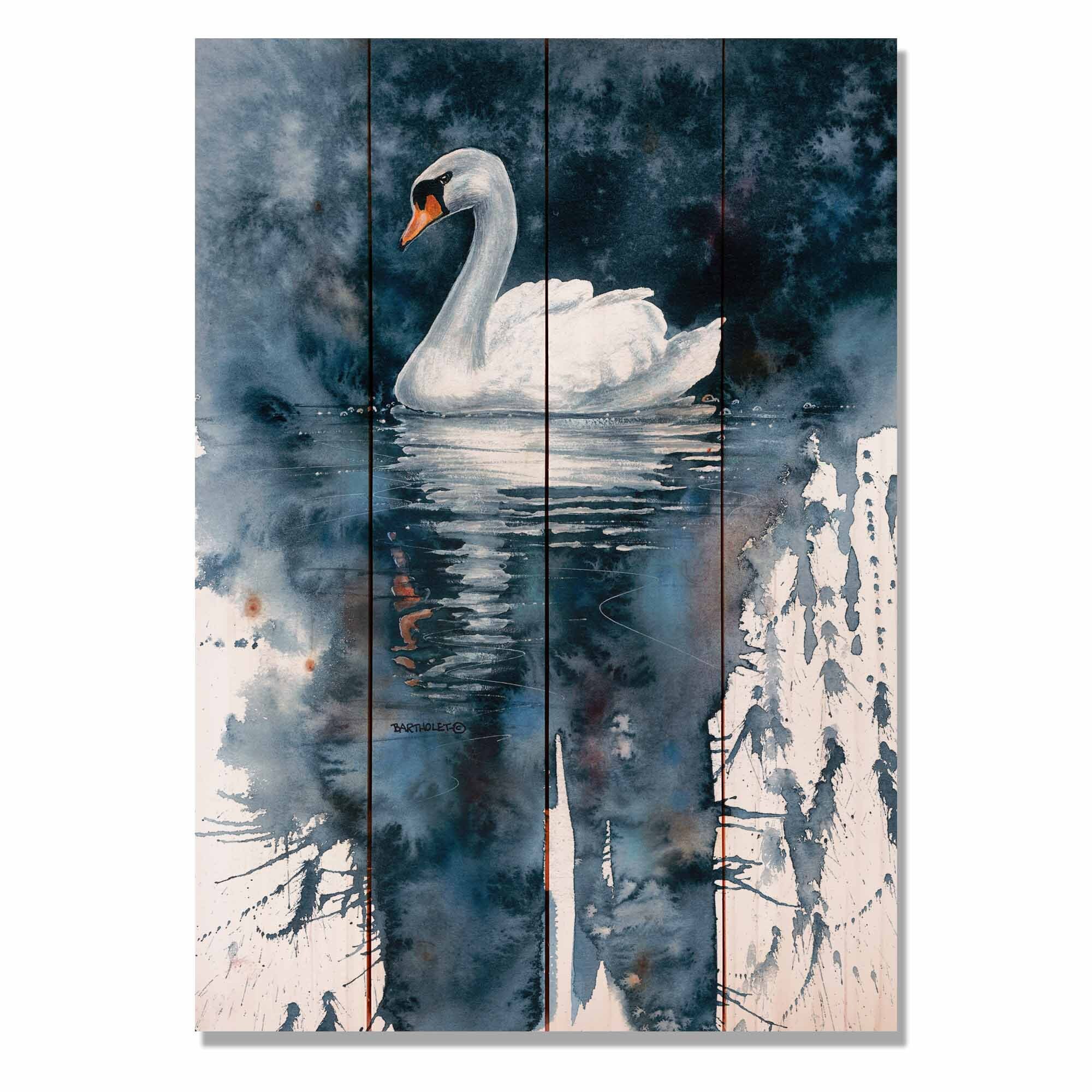 Swan / Art Print On Wood / Wood Wall Art / Pallet Wall Art / - Etsy Canada