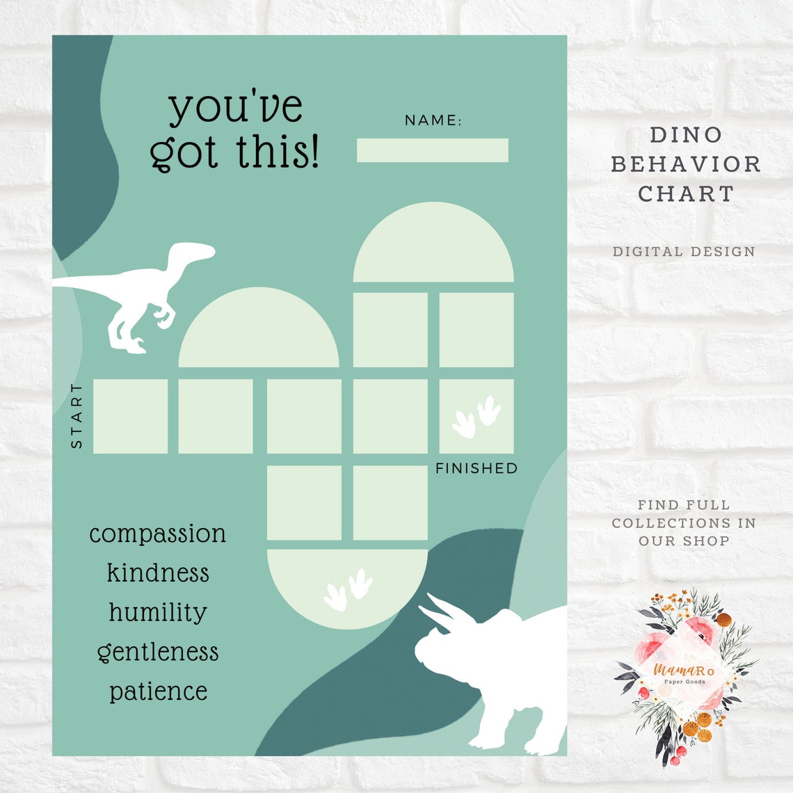 Dinosaur Behavior Chart Perfect for Toddlers and Young - Etsy