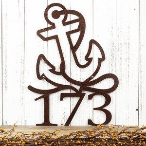 Nautical House Number with Anchor Metal Address Plaque | Etsy