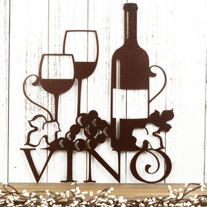 Vino Metal Wall Art Wine Sign Wine Wall Decor Kitchen - Etsy