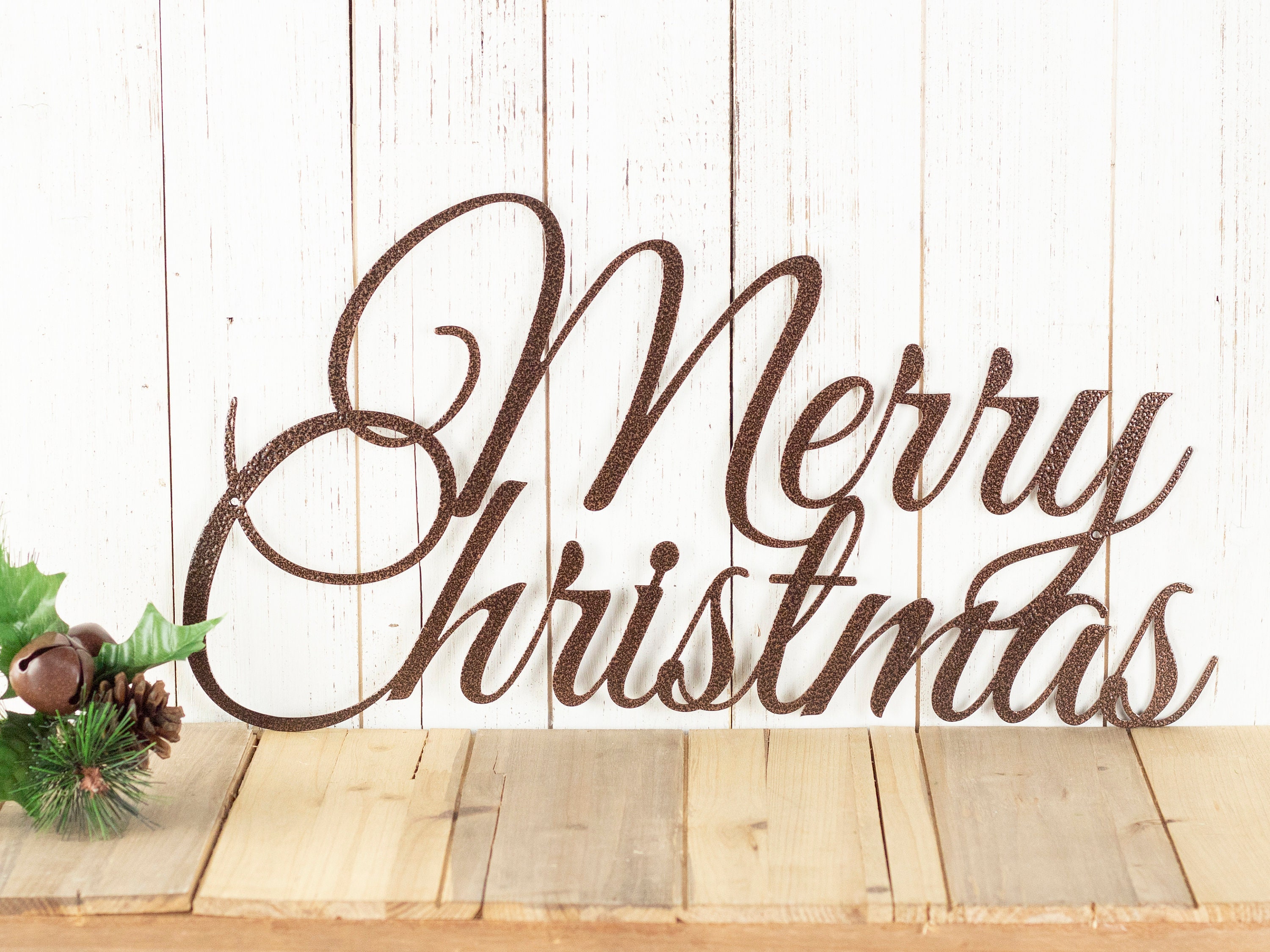 Merry Christmas Metal Sign Farmhouse Christmas Rustic Etsy