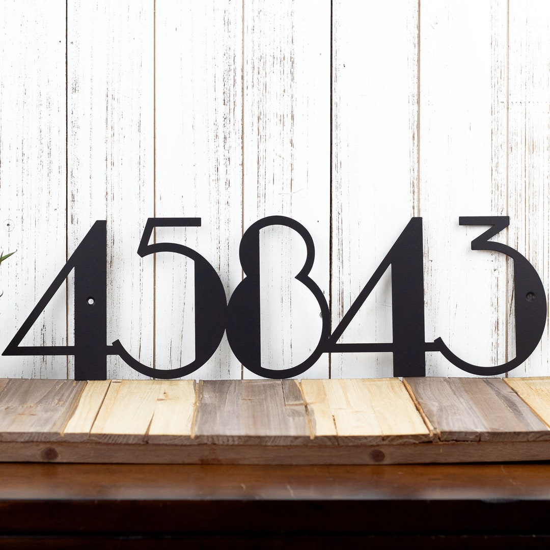 Modern House Numbers, Modern Address, Art Deco, Metal Sign, Metal Wall ...