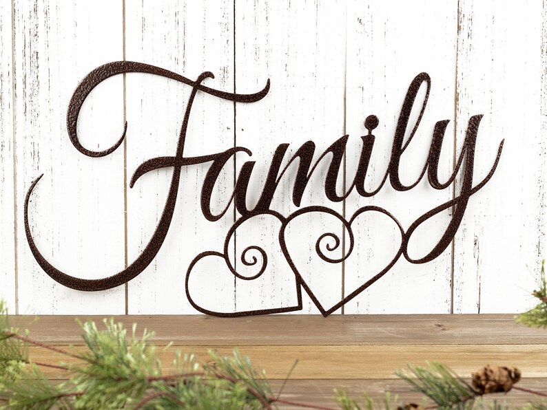 Family Metal Wall Art Hearts Family Sign Metal Sign Family - Etsy