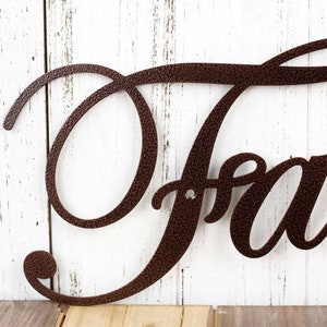 Family Sign, Metal Sign, Metal Wall Art, Wall Hanging, Script, Cursive ...