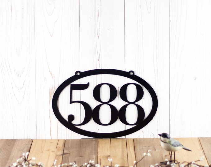 Metal House Number Sign, Hanging Oval Address Plaque, 5 Inch House ...