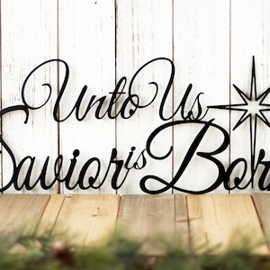 Unto Us A Savior is Born Christmas Metal Sign Christian Sign - Etsy