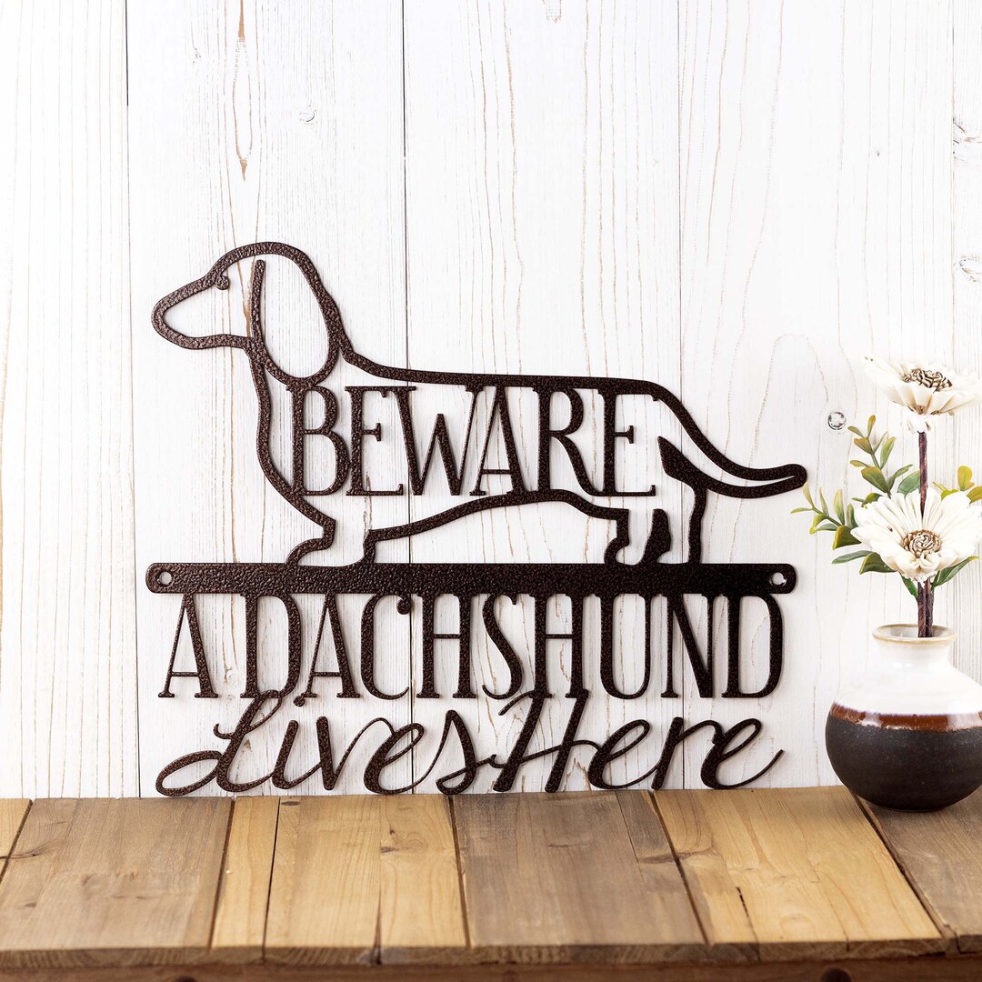 Dachshund Decor, Beware of Dog Sign for Gate, Metal Signs Outdoor ...