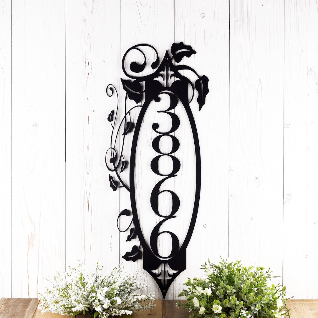 Vertical House Number, Metal Sign, Outdoor Sign, Metal Wall Art, Custom ...